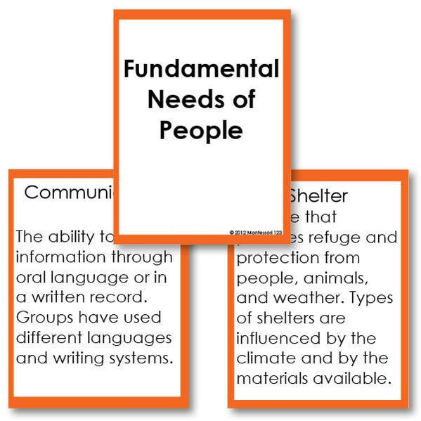 Fundamental Needs | Montessori123 | Learning Cards — Montessori 123
