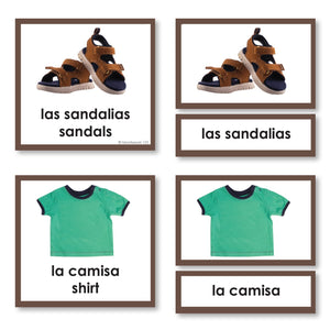 Spanish Language Clothing 3-Part Cards & Photographs | Montessori123 ...