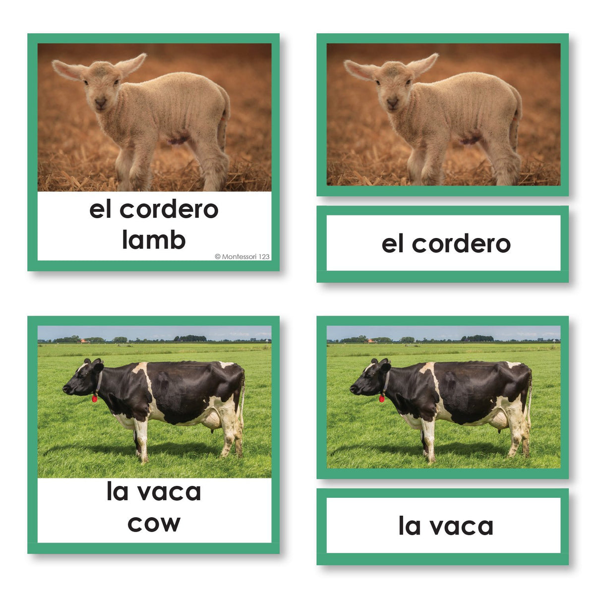 Spanish Language Farm Animals Cards with Photographs | Montessori123 ...