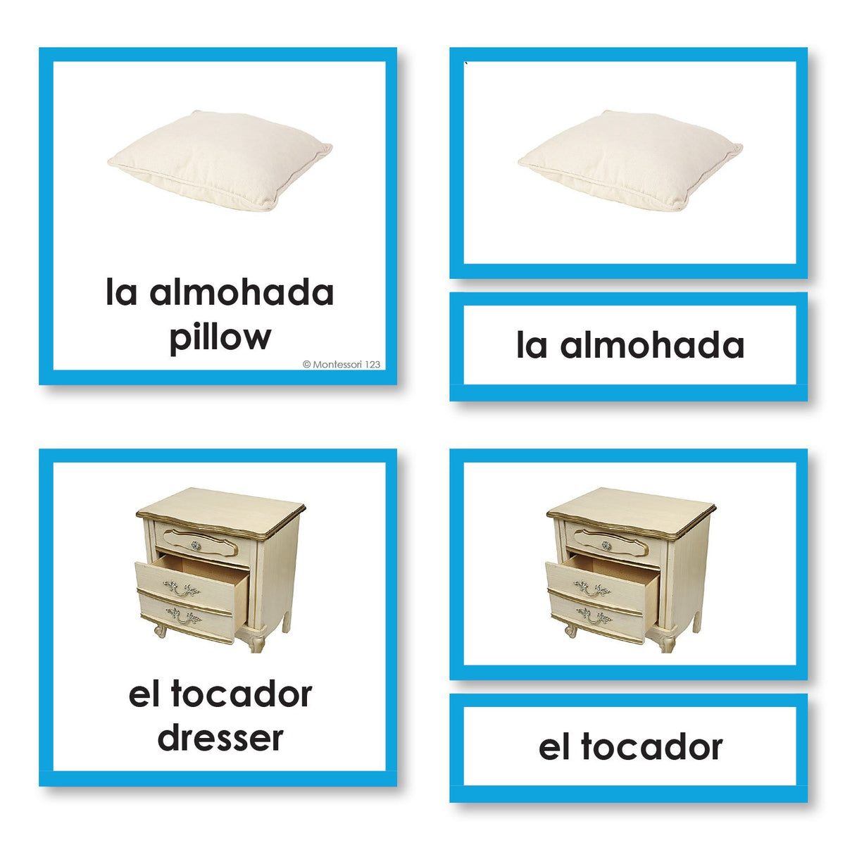 Spanish Language Things Found in a Bedroom Cards | Montessori123 ...