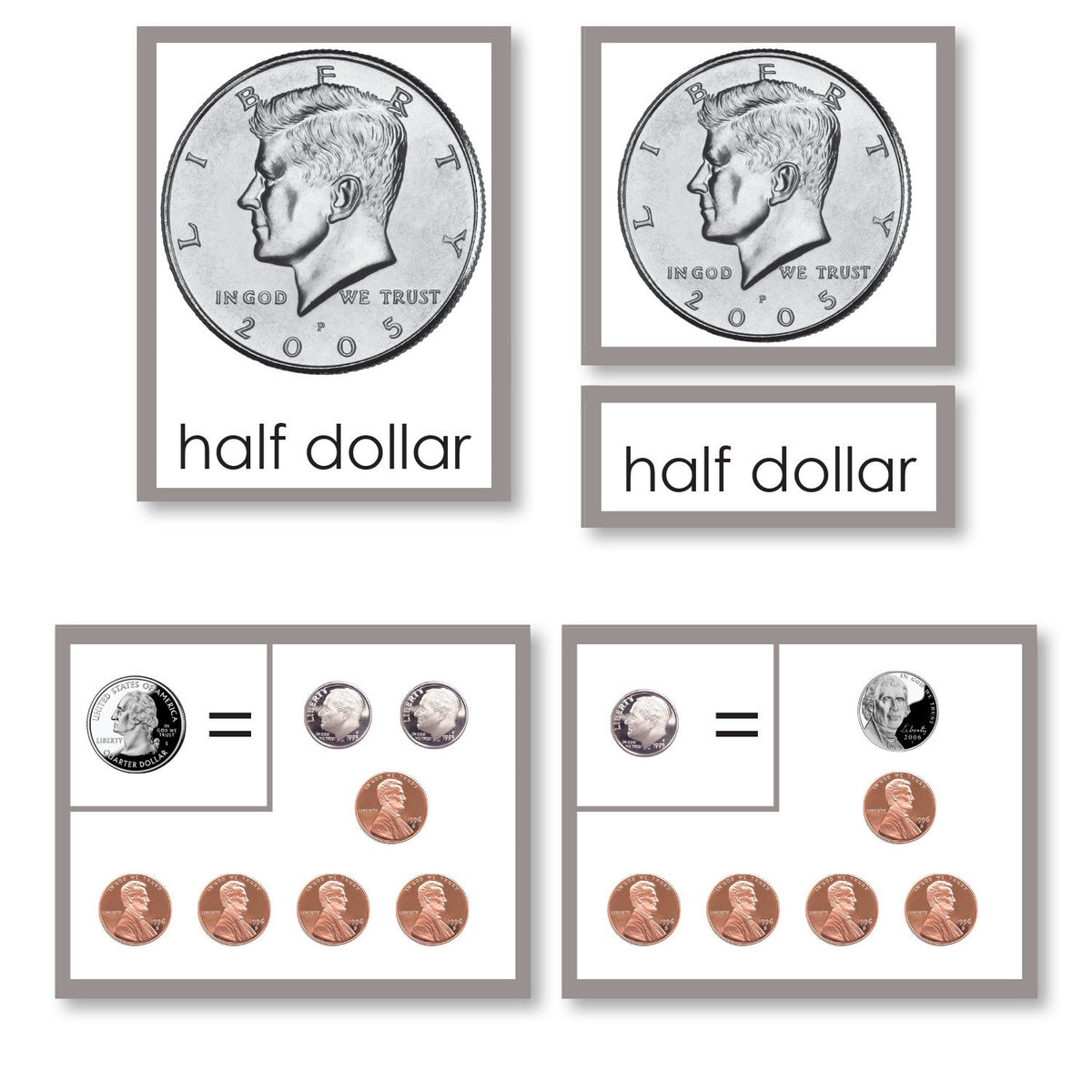Coin Equivalency 3-Part Cards with Working Charts | Montessori123 ...